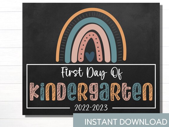 Boho Rainbow First Day of School Chalkboard Sign Instant | Etsy