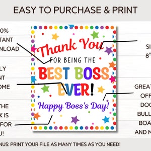 Best Boss Ever Thank You Sign Boss's Day Sign - Etsy
