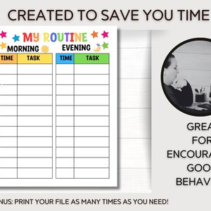 Printable Kids Chore Chart Behavior Reward Chart for Children Daily ...