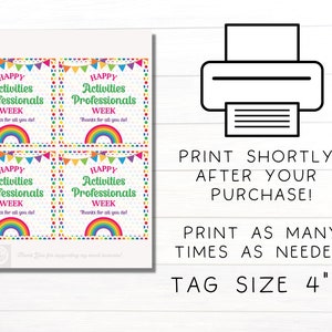 Activities Director Appreciation Day Week Printable Gift Tag ...