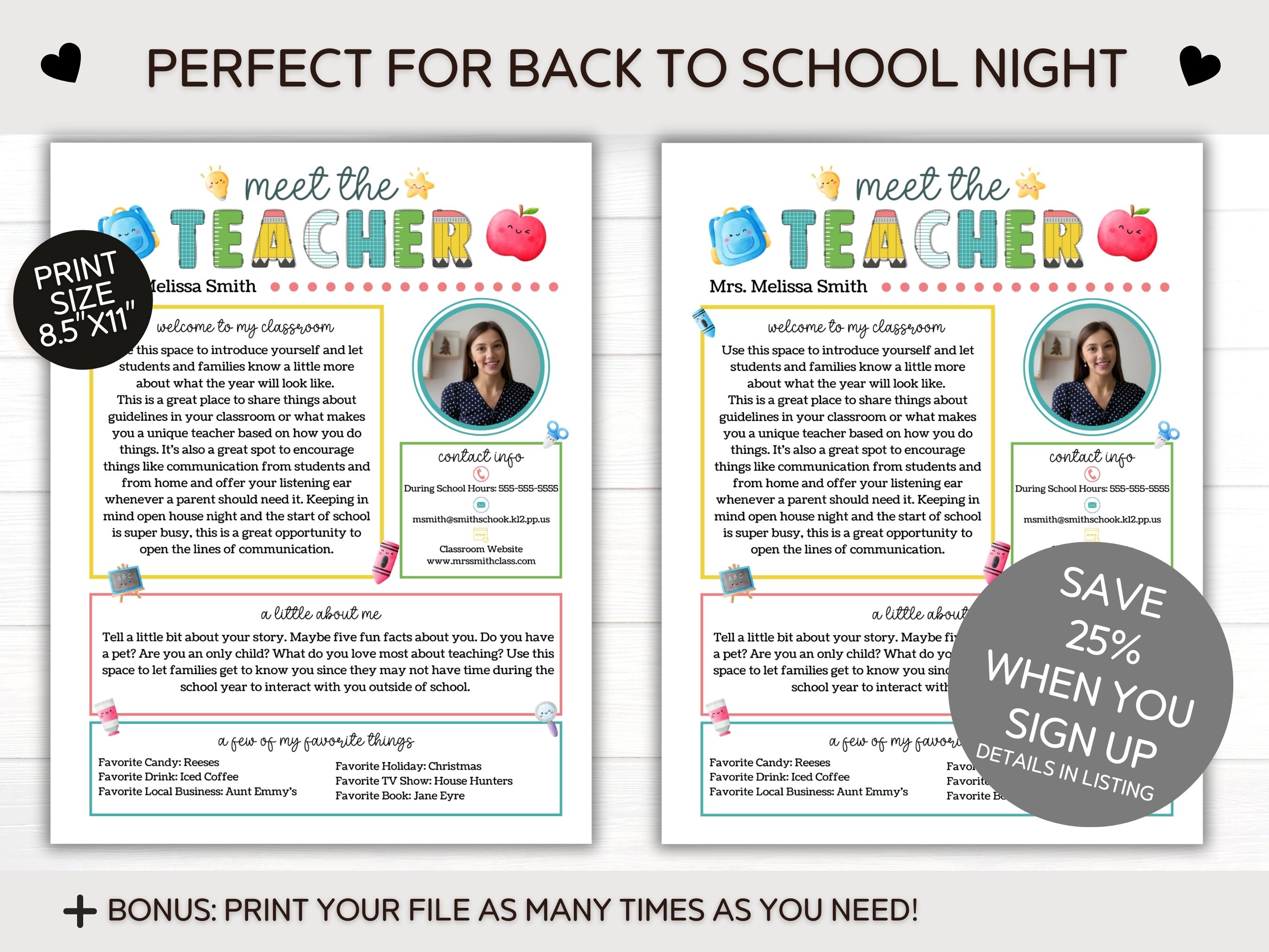 Meet the Teacher Template | Editable Teacher Printable | Editable Canva ...