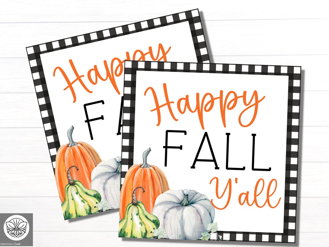 Happy Fall Y'all Gift Tags | Autumn Gift Tag| Baked Goods Gift Tag ...