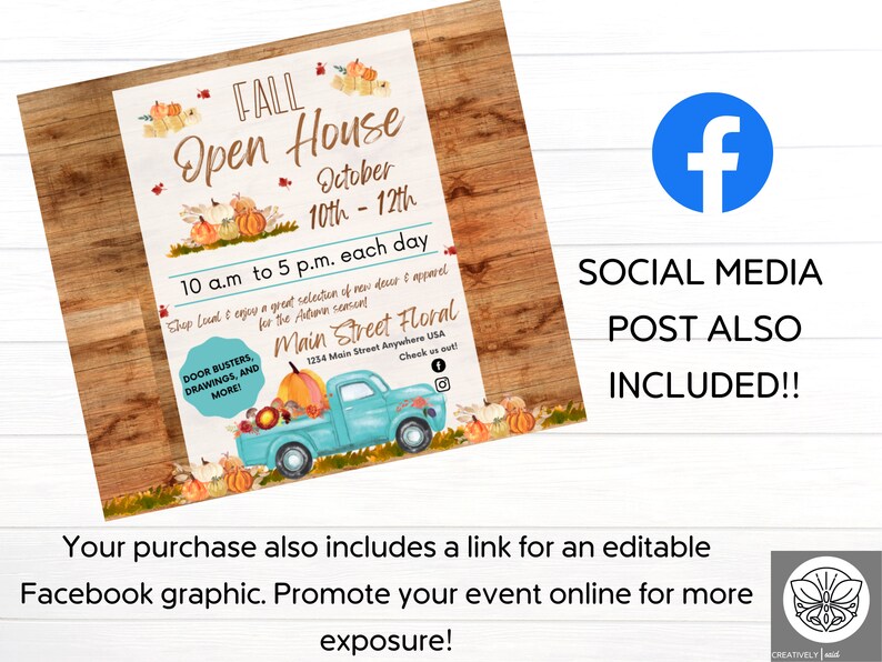 Fall Open House Flyer Small Business Marketing Editable - Etsy
