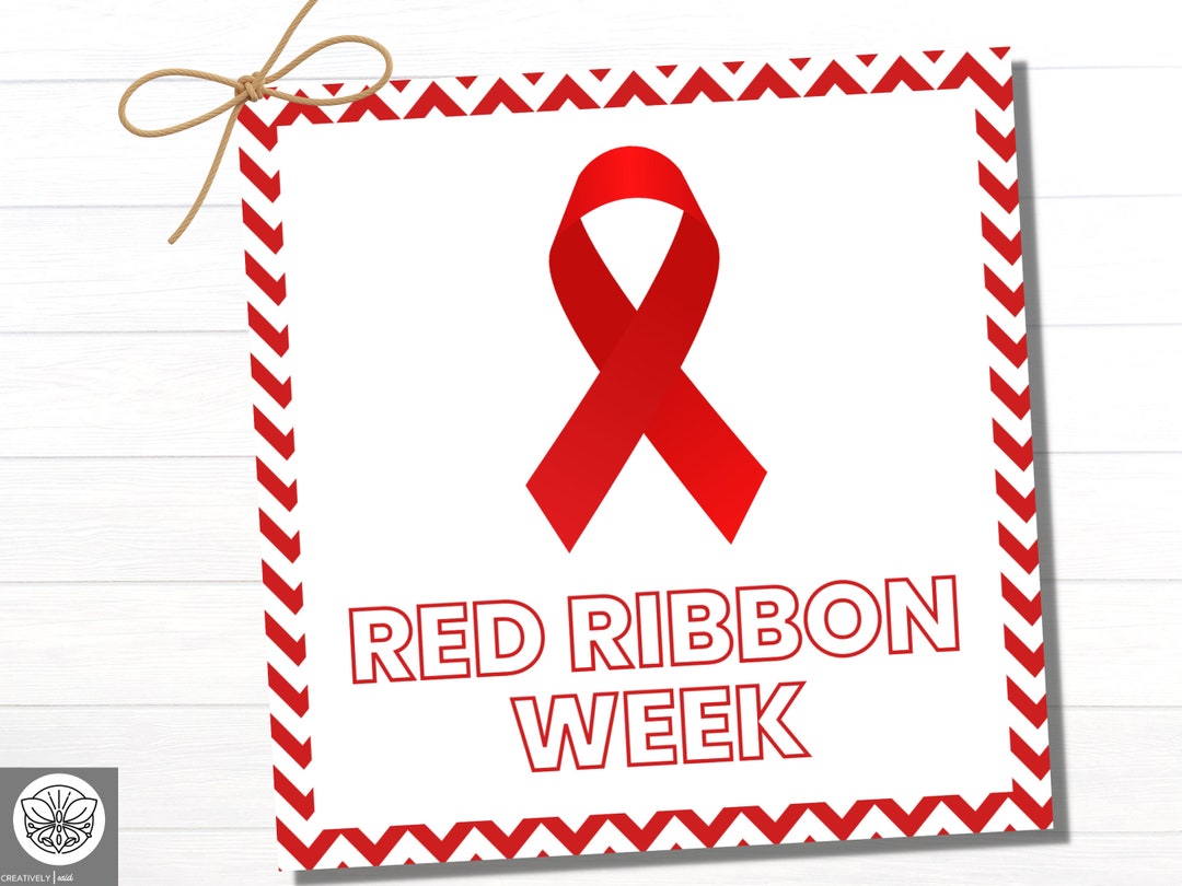Red Ribbon Week Awareness Red Ribbon Week Printable Gift Tag Sticker ...