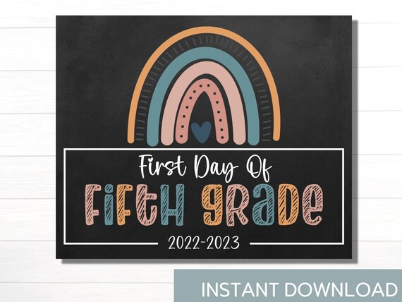 Boho Rainbow First Day of School Chalkboard Sign Instant - Etsy