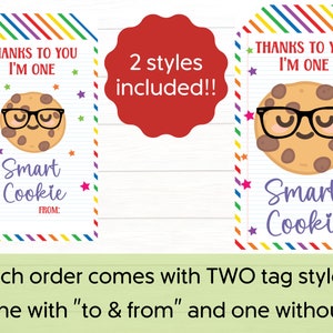 Teacher Appreciation Tags Smart Cookie Tag PTO Teacher Appreciation ...