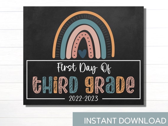 Boho Rainbow First Day of School Chalkboard Sign Instant - Etsy