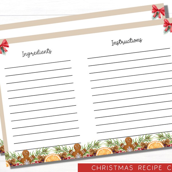 Holiday Recipe Cards - Etsy