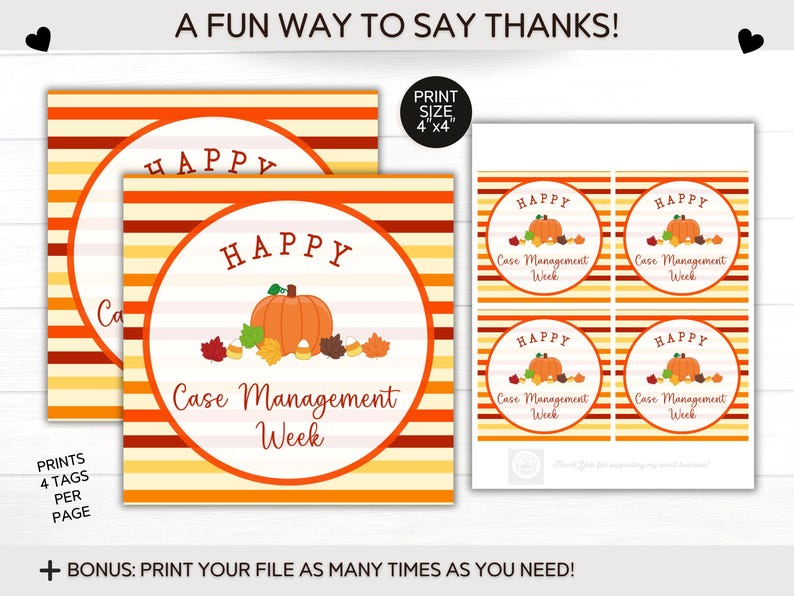 Case Worker Gifts | Case Managers Week Printable Gift Tags | Label ...
