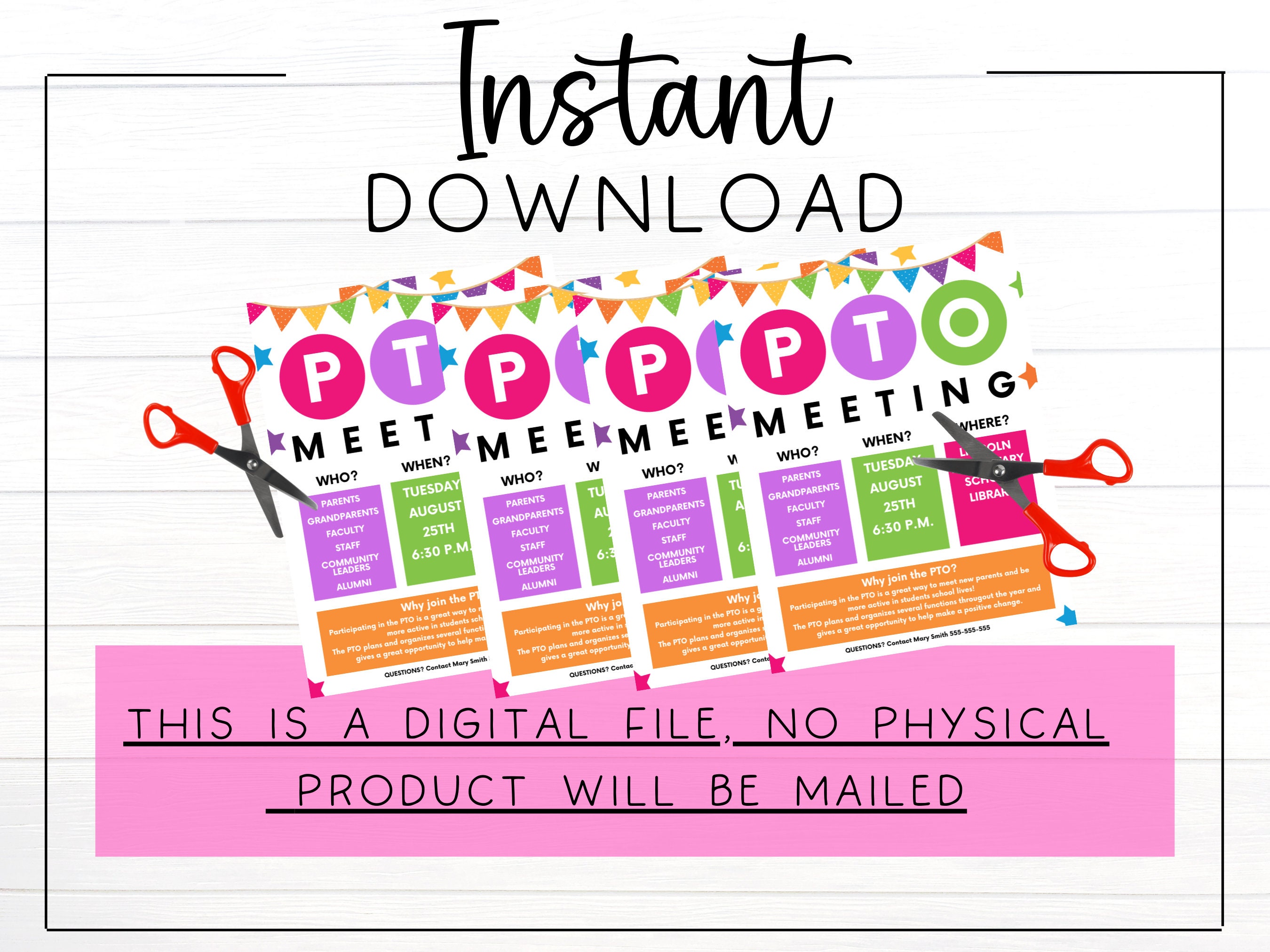 PTO Templates | PTO Meeting Flyer | Back to School PTO Meeting ...