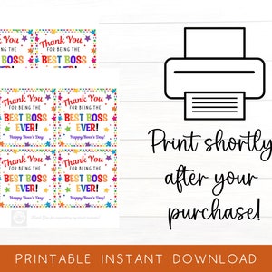Happy Boss's Day Printable | Boss's Day Gift Tag | Printable Instant ...