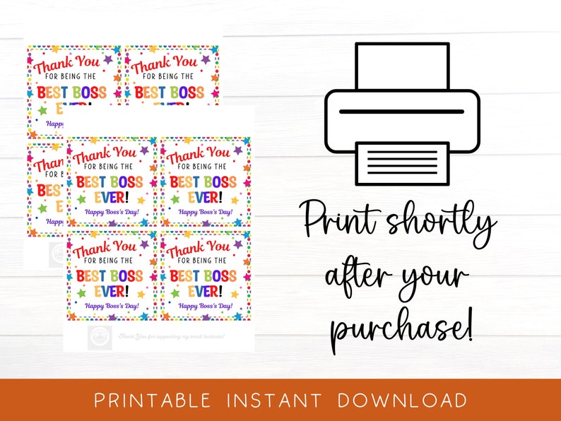 Happy Boss's Day Printable Boss's Day Gift Tag - Etsy