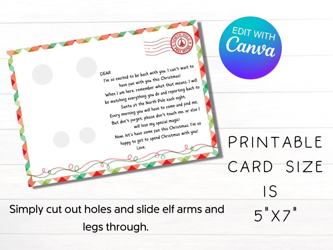 Welcome Back Elf Postcard Printable Editable Elf I'm - Etsy