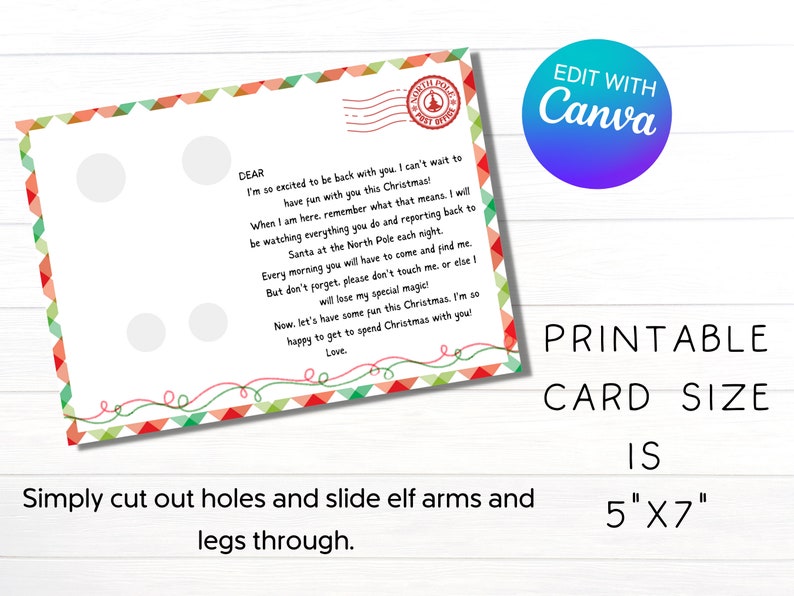 Welcome Back Elf Postcard Printable Editable Elf I'm - Etsy