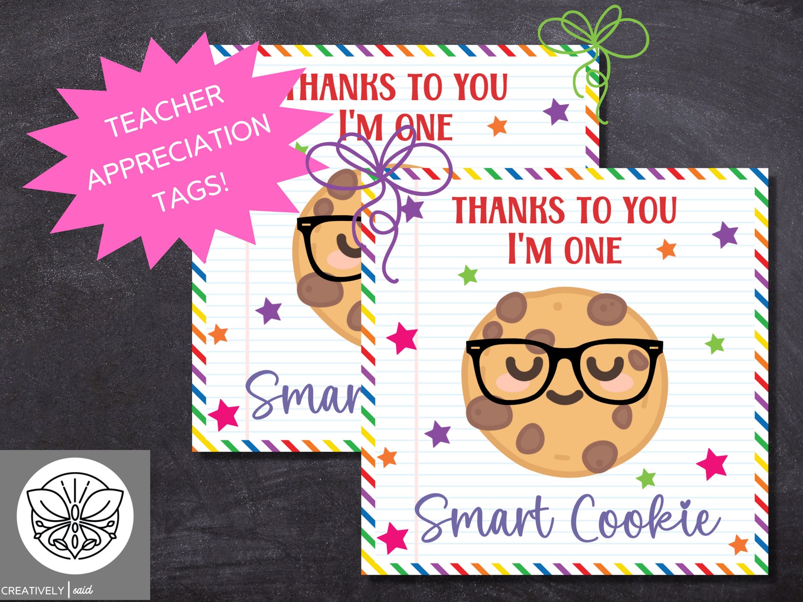 Teacher Appreciation Tags Smart Cookie Tag PTO Teacher - Etsy