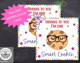 Teacher Appreciation Tags Smart Cookie Tag PTO Teacher | Etsy