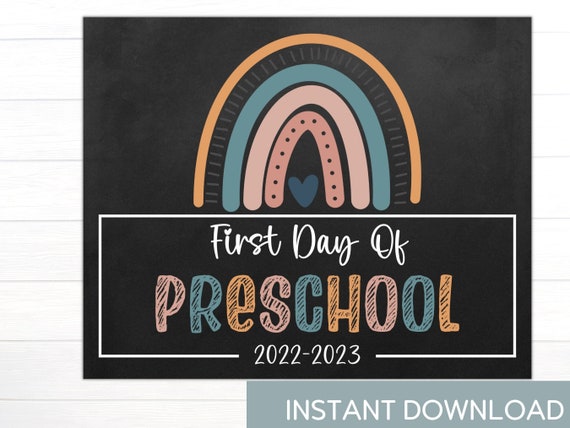 Boho Rainbow First Day of School Chalkboard Sign Instant - Etsy