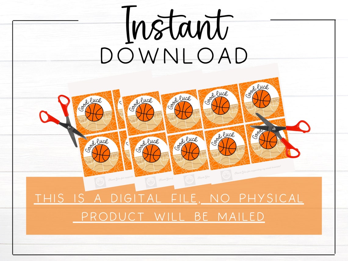 Basketball Good Luck Tags Printable Basketball Party Favor - Etsy