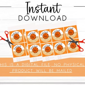 Basketball Good Luck Tags Printable Basketball Party Favor Basketball ...