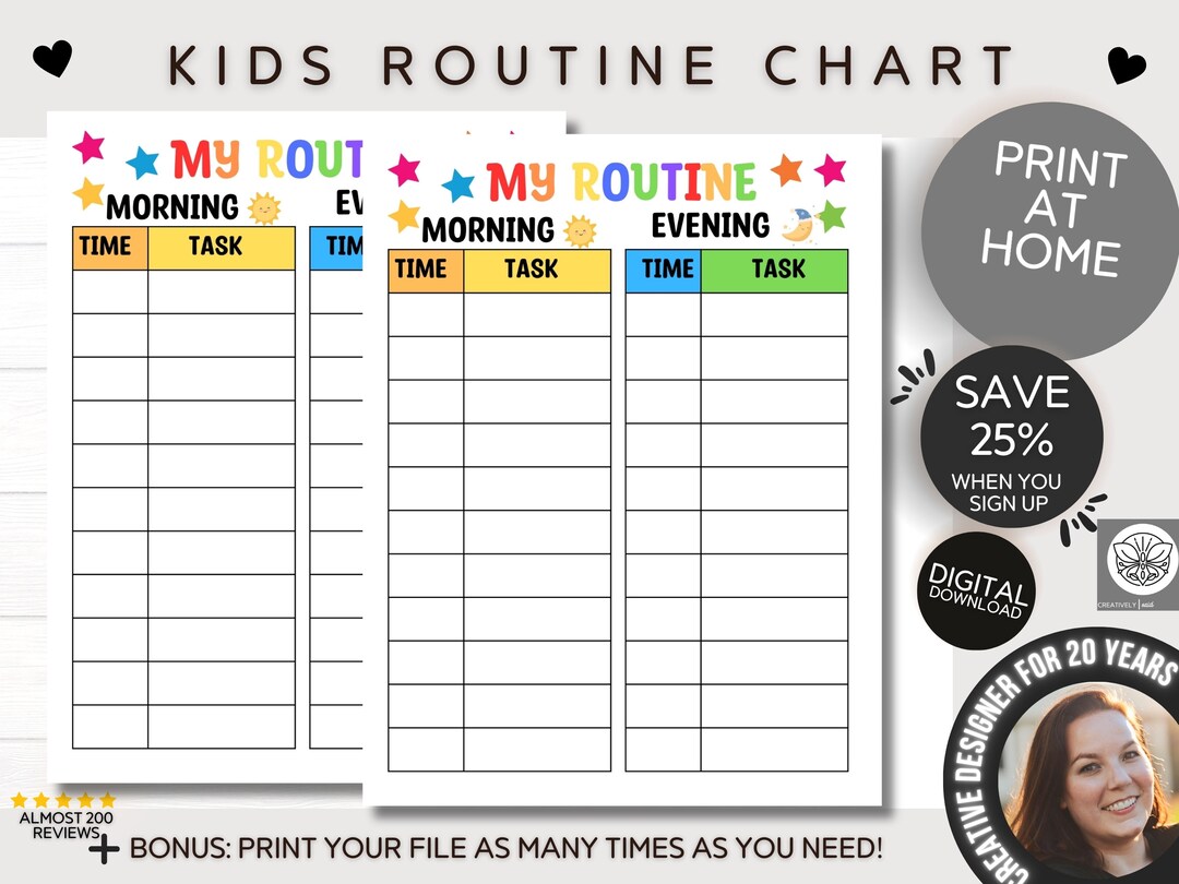 Printable Kids Chore Chart Behavior Reward Chart for Children Daily ...