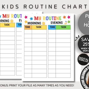 Printable Kids Chore Chart Behavior Reward Chart for Children Daily ...
