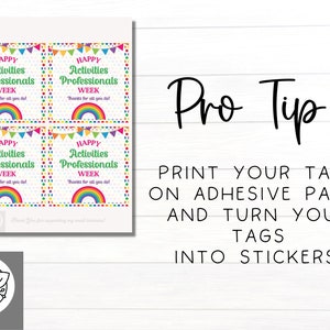 Activities Director Appreciation Day Week Printable Gift Tag ...