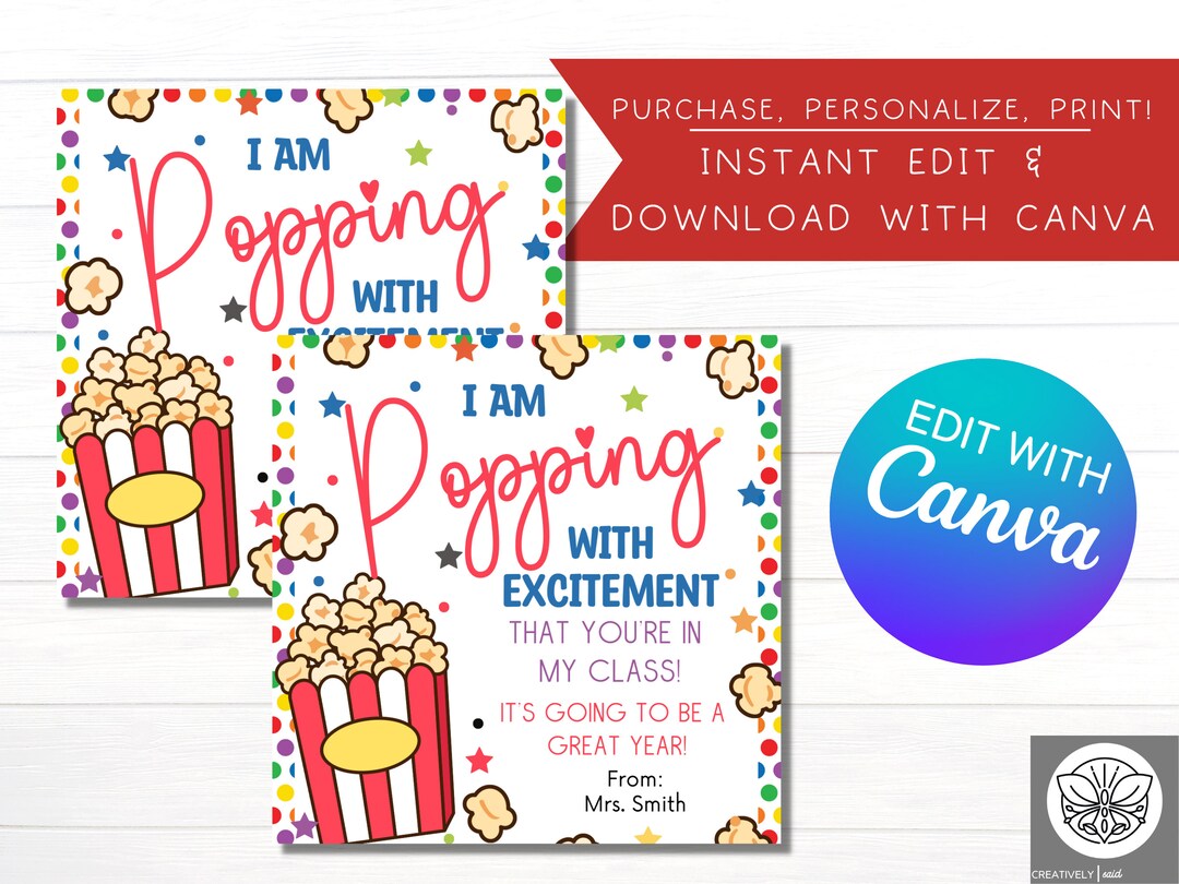Editable I'm Popping With Excitement That You're in My Class Tags First ...
