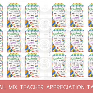 Printable Trail Mix Tag | Teacher Appreciation Tag | Teacher Treat Tag ...