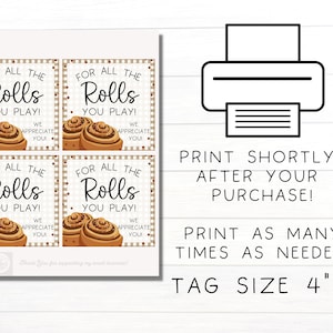 Cinnamon Roll Gift Tag | Teacher Nurse Staff Appreciation Gift Tag ...