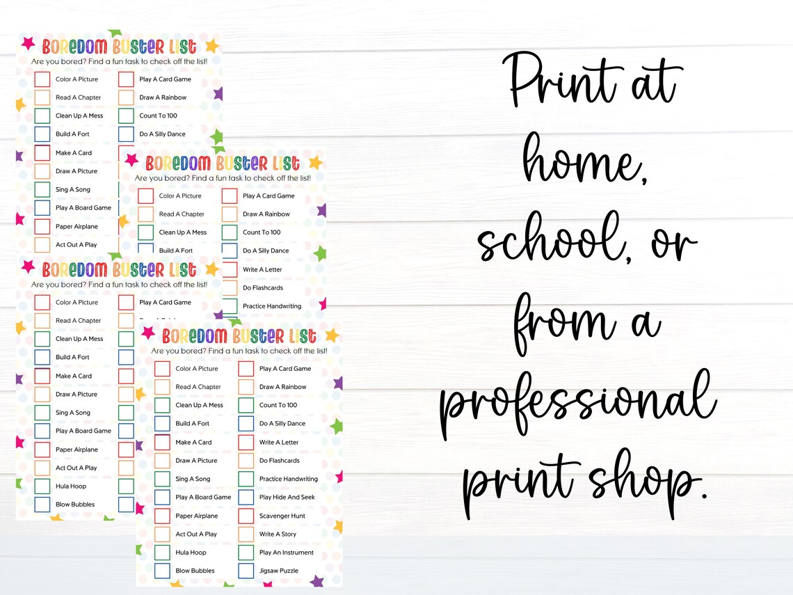 I'm Bored Checklist Printable Checklist Kids Checklist - Etsy