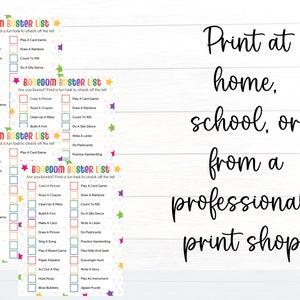 I'm Bored Checklist Printable Checklist Kids Checklist - Etsy