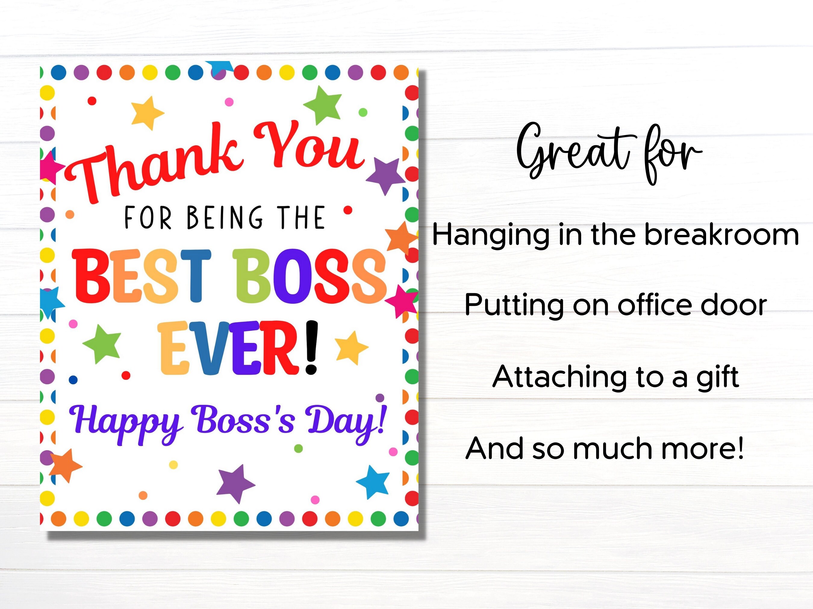 Best Boss Ever Thank You Sign | Boss's Day Sign | Printable Instant ...