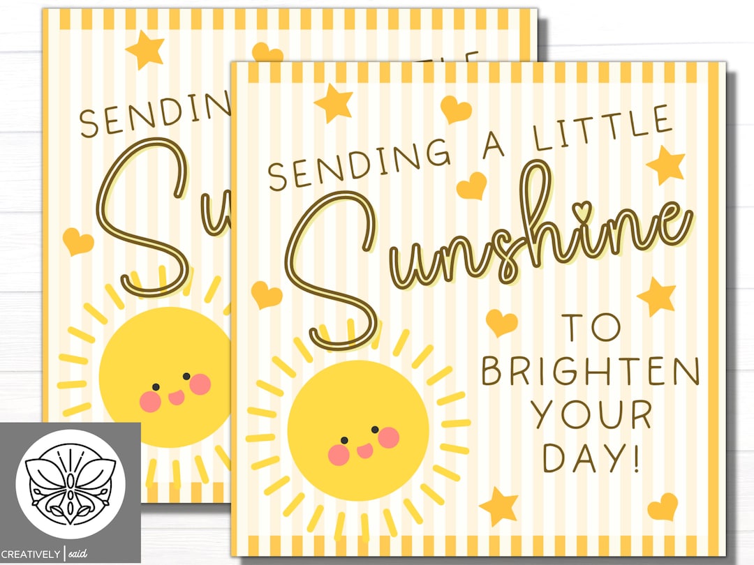 Sunshine Tag to Brighten Your Day |teacher Appreciation Tag | Self Care ...
