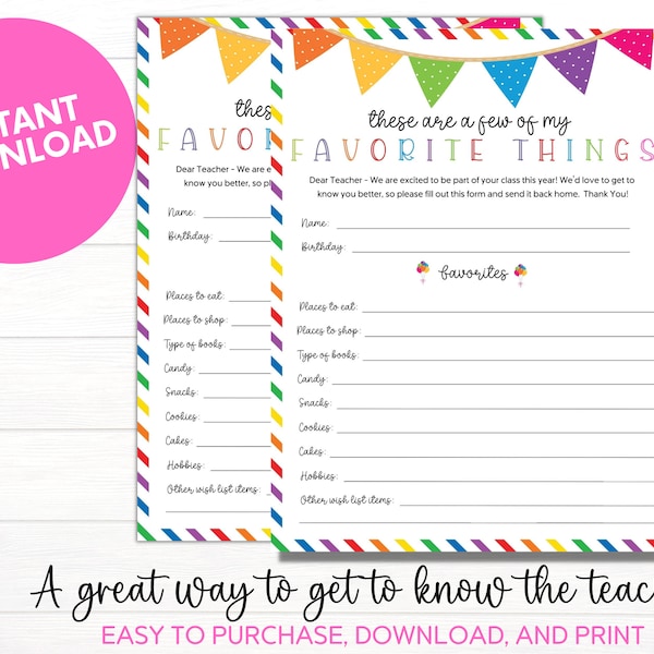 A Few of My Favorite Things Printable - Etsy
