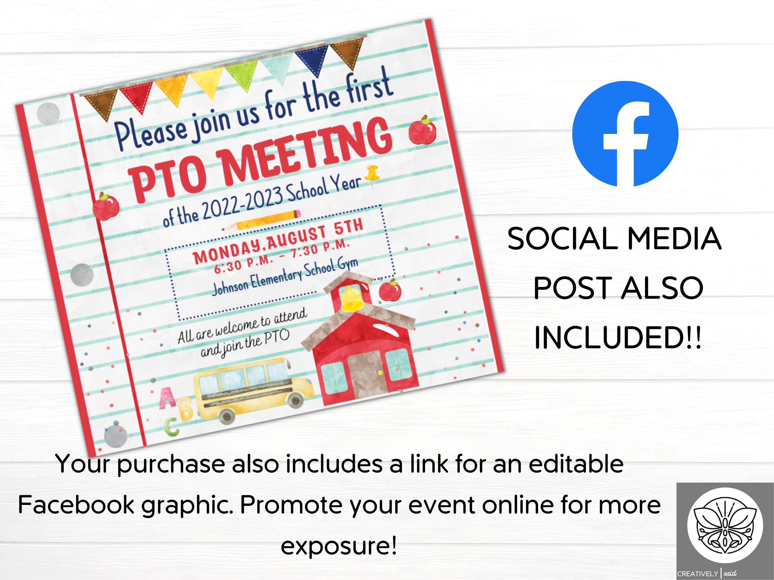 Editable Canva Template PTO Meeting Flyer | Editable Canva Template ...