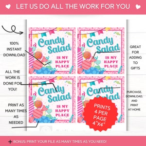 Candy Salad Printable Gift Tag Instant Download | Gifts for Candy ...