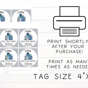 Rad Tech Week Printable Gift Tag Sticker Label | Gift for Rad Techs ...