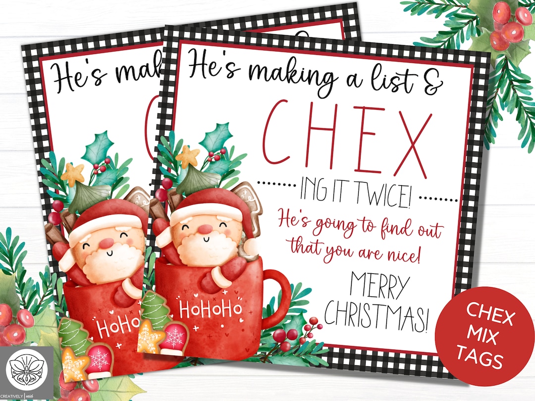 Chex Mix Gift Tag | Printable Christmas Treat Tag | Holiday Treat Tag ...