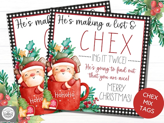 Chex Mix Gift Tag Printable Christmas Treat Tag Holiday - Etsy