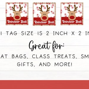 Reindeer Bait Printable Tag Chex Mix Tag Christmas Snacks - Etsy