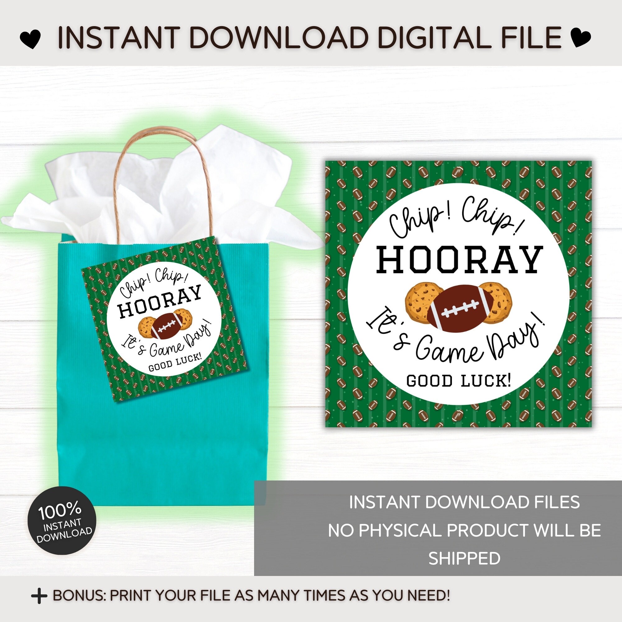 Football Good Luck Tags | Printable Football Party Favor | Football ...