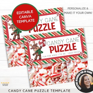 Editable Christmas Candy Cane Puzzle White Elephant Gag Gift | Secret ...