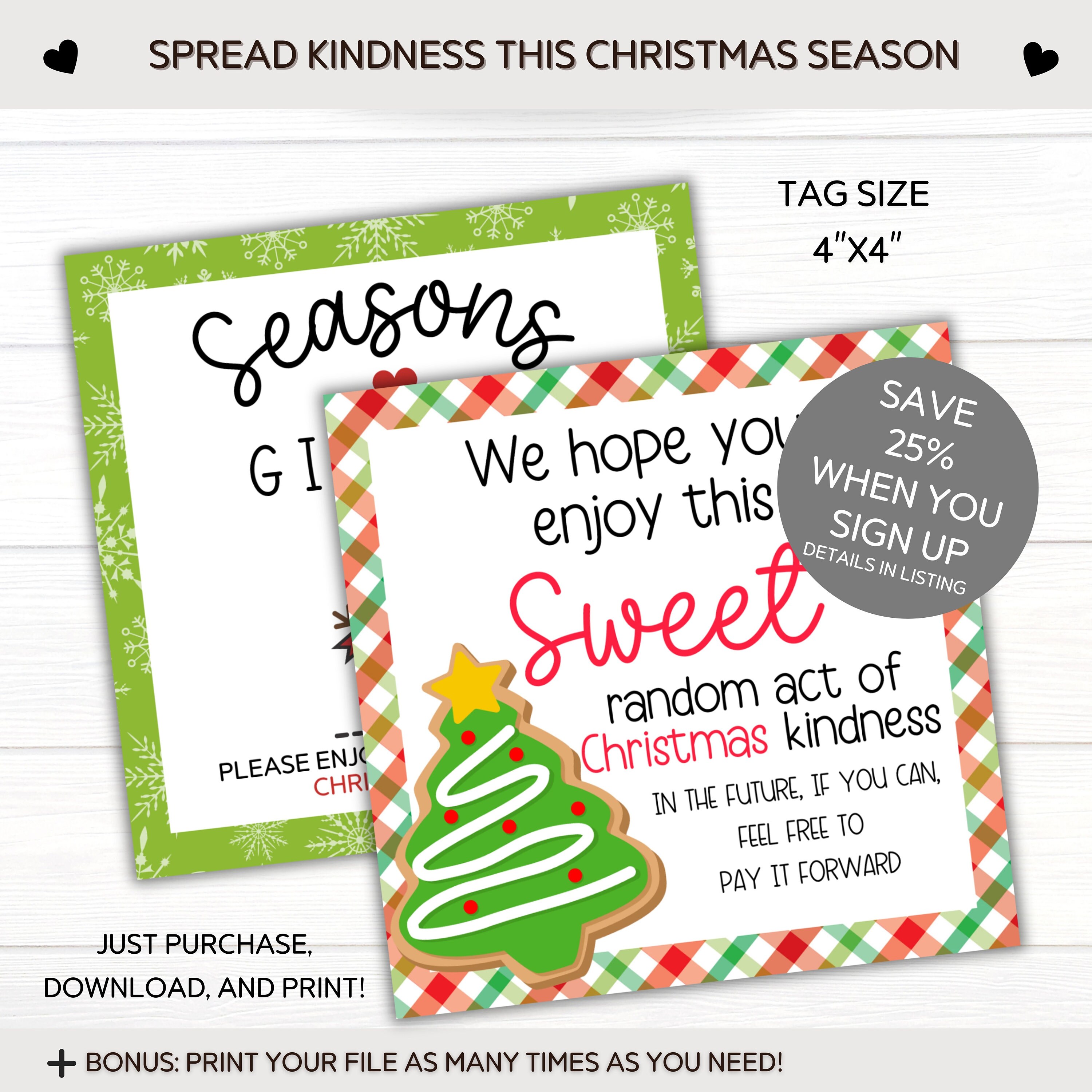 Christmas Random Act of Kindness Cards | Pay It Forward | Printable ...