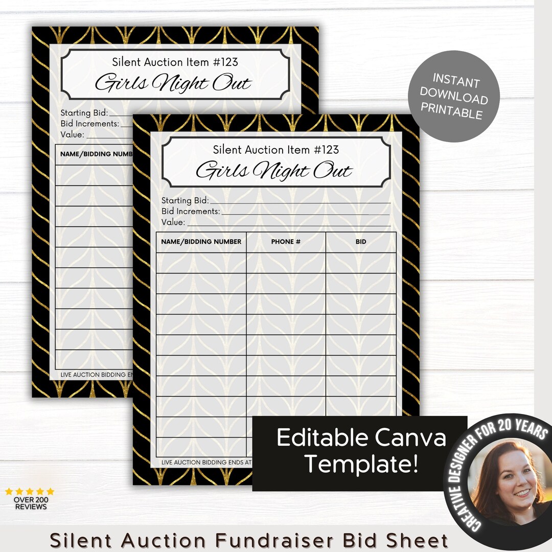 Fundraiser Auction Gift Baskets Form Flyer | Basket Bid Description ...