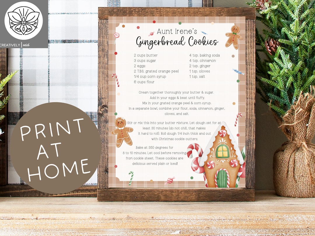 Gingerbread Cookies Recipes | Printable Gingerbread Cookie Recipe ...