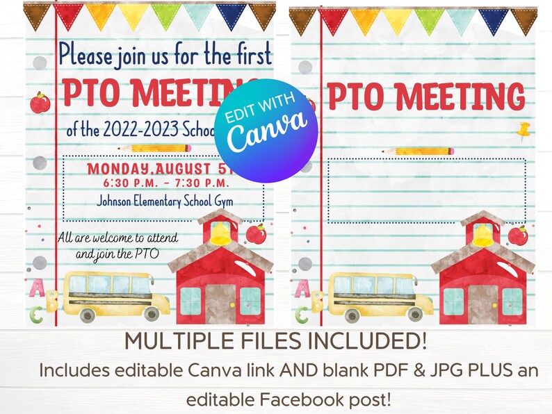 Editable Canva Template PTO Meeting Flyer Editable Canva - Etsy