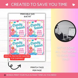 Candy Salad Printable Gift Tag Instant Download | Gifts for Candy ...