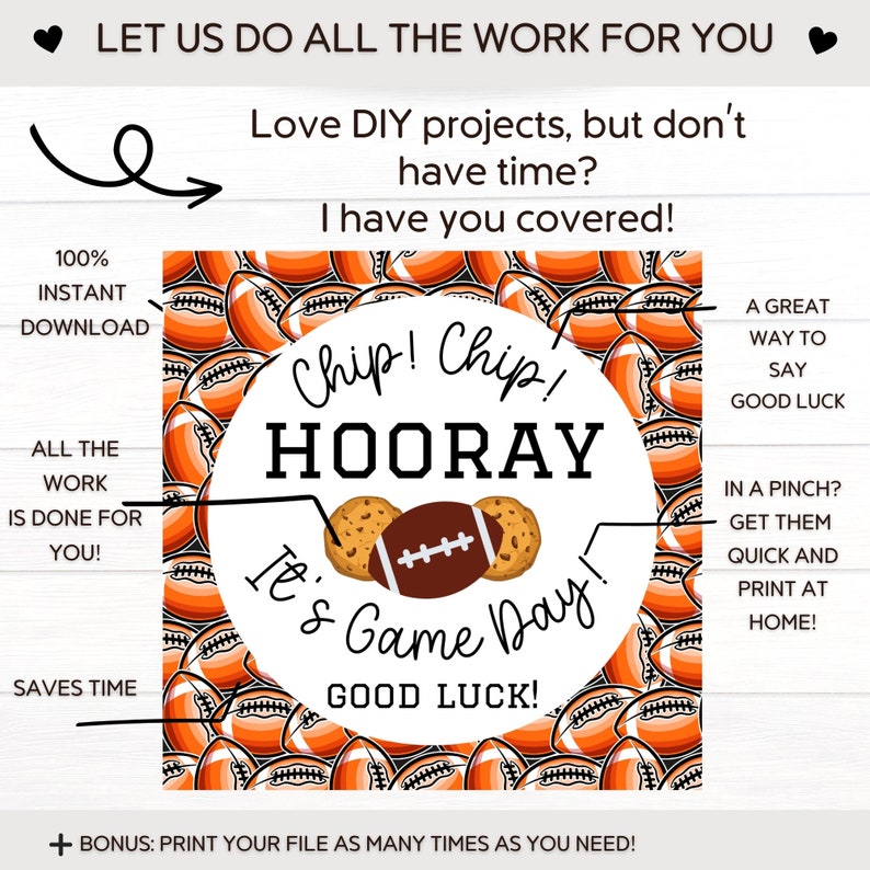 Football Good Luck Tags | Printable Football Party Favor | Football ...