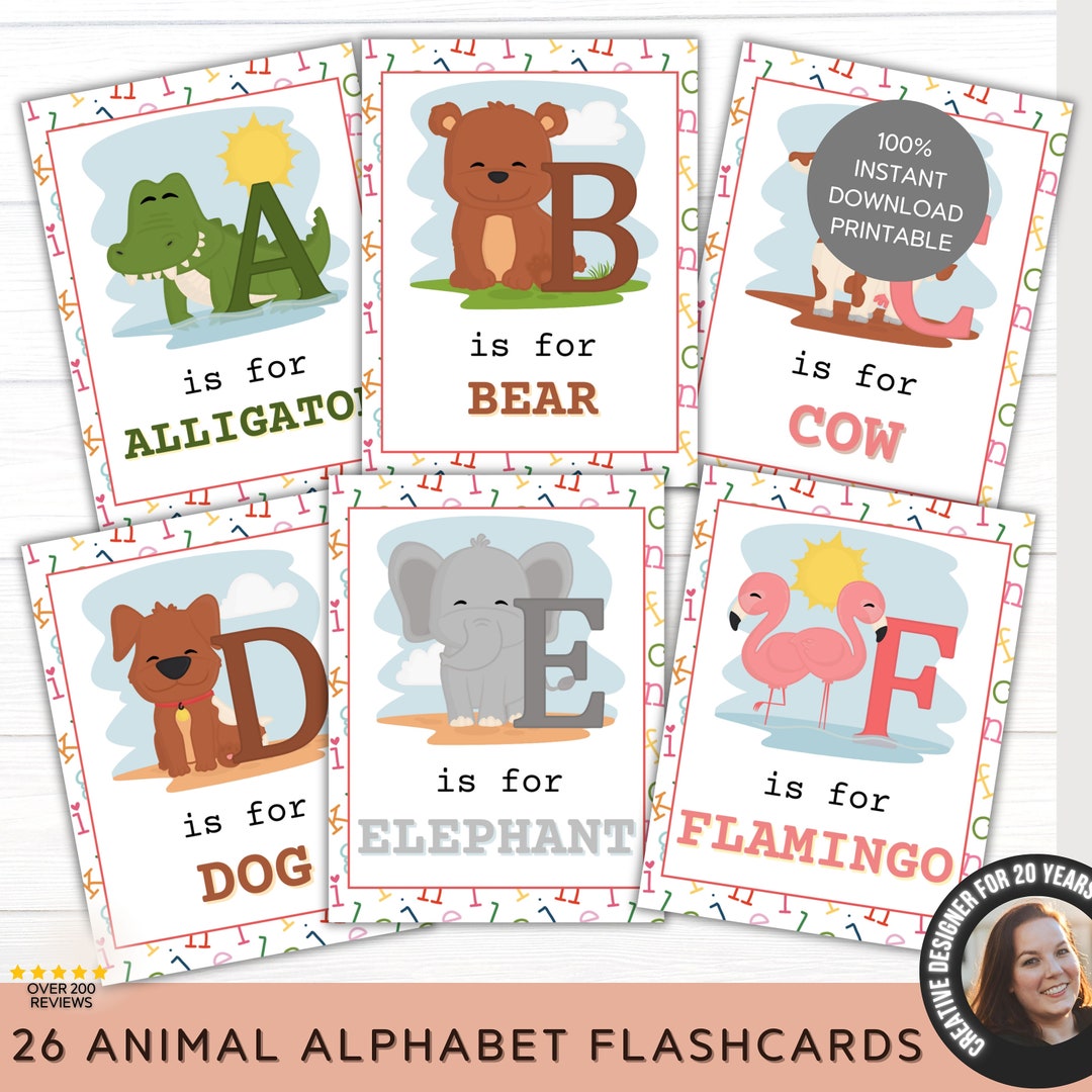 Zoo Animals Flashcards ABC Flashcard for Kids Alphabet Animal Flash ...