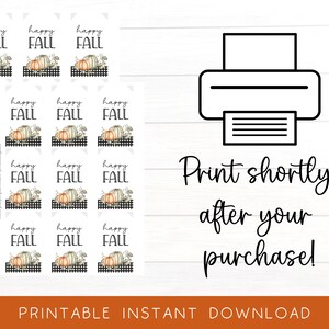 Happy Fall Gift Tags |autumn Treat Tag| Fall Treat Bag | Fall Labels ...